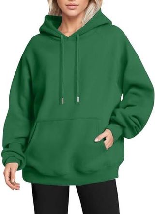 Generic Sweats &agrave; capuche pour femme UK - Chandail l&eacute;ger pour femme avec poche et cordon de serrage, &eacute;paules tombantes, sweat-shirt surdimensionn&eacute;, coupe ample