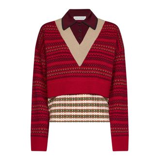 Dries Van Noten V-Ausschnitt Strickpullover - - Knitwear - Damen - Rot - M