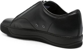 Lanvin Calf Leather Front-Zip Sneakers - Black