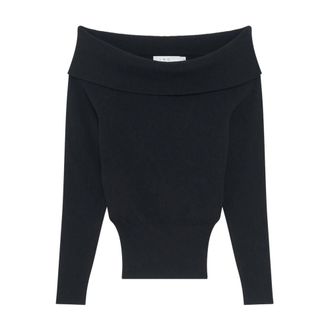 Iro Gerippter Off-Shoulder-Pullover - - Knitwear - Damen - Schwarzk - L