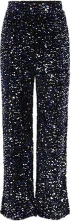 Pieces Pckam Hw Pantalon Large BC Tissu, Noir/détails : Sequins Bellweather, XL Femme