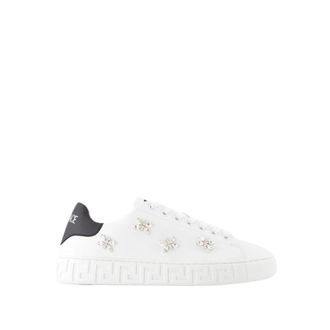 Versace Canvas Wei&szlig;e Sneakers - La Greca - - Shoes - Damen - Wei&szlig; - 41 EU