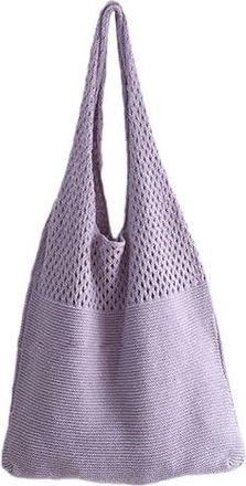 Generic Sac de plage au crochet - Summers Aestheic Sac &agrave; main fourre-tout avec cordon de serrage &eacute;lastique pour femme | Sacs &agrave; bandouli&egrave;re en polyester doux, 