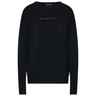 Emporio Armani Leichter Pullover mit Signature-Logo und Nieten - - Sweatshirts & Hoodies - Damen - Schwarzk - L
