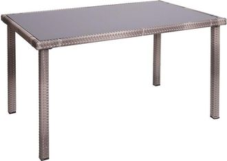 Hhg Poly-Rattan Tisch HHG 951, Gartentisch Balkontisch, 120x75cm grau-braun