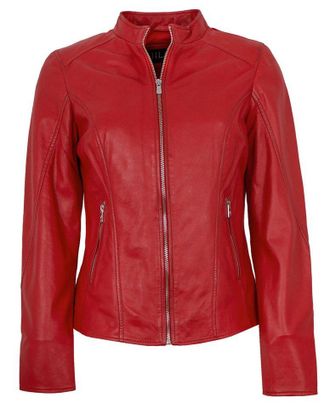 Jilani Lederjacke Fulya Jilani - Damen Lederjacke Lammnappa salsa rot