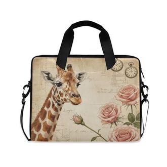 Alaza Sac &agrave; bandouli&egrave;re pour ordinateur portable de 40,6 &agrave; 15,6 pouces, beau paon, pour femmes, hommes, &eacute;tudiants, travail, voyage, sac fourre-tout, Girafe 