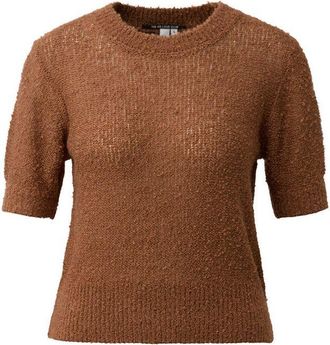QS by s.Oliver Kurzarmpullover Strickpullover Kurzarm-Pullover in Boucl&eacute;-Optik