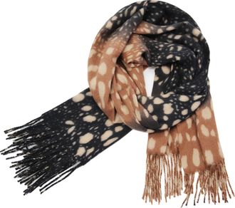 Glamexx24 Damen Schal Kuscheliger Winter Schal mit Fransen Warmer Farbiger Poncho Halstuch Oversized Deckenschal, Schwarz-Beige-HellBraun