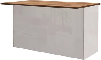 Dmora Lot de cuisine Dcarnelo, Table de rangement auxiliaire, meuble de cuisine 3 portes, 100% Made in Italy, 155x90h90 cm, Blanc brillant et ch&ecirc;ne - Dmora