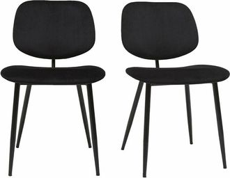 Miliboo Miliboo - St&uuml;hle tobias aus schwarzem Samt und schwarz lackiertes Metall 2er-Set tobias