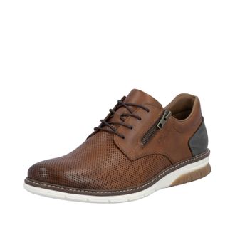 Rieker Schn&uuml;rschuh RIEKER, Herren, Gr. 47, cognac, grau, Glattleder, unifarben mit Farbeinsatz, Schuhe Schn&uuml;rschuh, Halbschuh, Freizeitsneaker, Casual-Schn&uuml;r