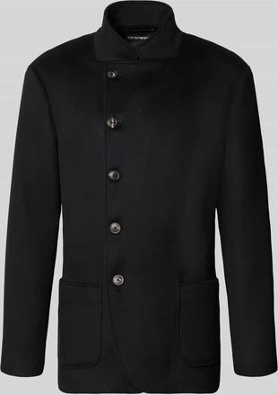 Emporio Armani Slim Fit Jacke aus Lanawoll-Mix mit Stehkragen