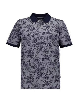 Fynch-Hatton Fynch-Hatton Herren Polo-Shirt blau gebl&uuml;mt