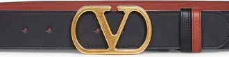 Valentino Garavani Reversible VLogo Signature Leather Belt - Black