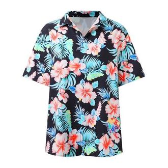 Generic Chemise hawa&iuml;enne &agrave; manches courtes pour femme, motif palmier hawa&iuml;en, tropical, chemise d&eacute;t&eacute; boutonn&eacute;e, d&eacute;contract&eacute;e, amusante, cara&iuml;bes, plage, bowl