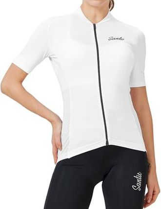 Santic Womens Cycling Jersey Summer Shorts Sleeve Bicycle Jacket Bike Shirt Breathable Quick Dry Reflective Biking Tops UPF50+
