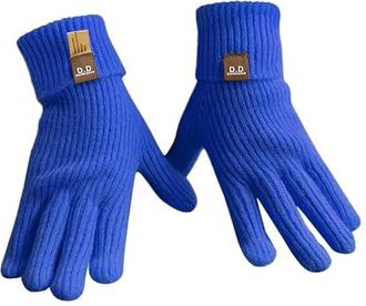 Generic Gants mitaines avec poche - Gants dhiver tricotés pour homme et femme - Gants chauds tricotés pour lextérieur - Gants élastiques doux avec poche (bleu