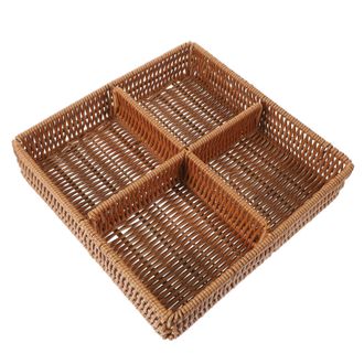 Cabilock Kleiner Gewebter Aufbewahrungskorb Rattan-imitat Pp-material Zum Servieren Von Obst Gem&uuml;se Dekorative K&uuml;che