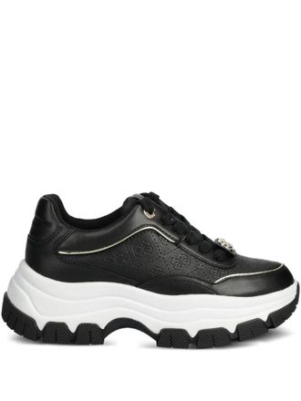 Guess Co baskets plateforme &agrave; plaque logo - Noir