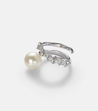Yeprem Bague en or blanc 18 ct, diamants et perle