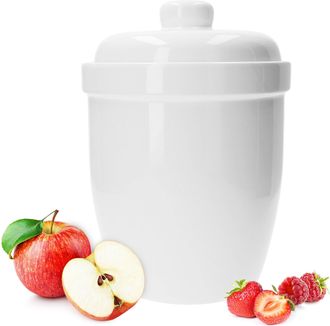 MamboCat Rumbar Rumtopf modern I Steingut Gef&auml;&szlig; mit Deckel I Sauerkrauttopf G&auml;rtopf Kimchi I Gurkentopf Mehrzwecktopf I Vorratsbeh&auml;lter f&uuml;r Rumtopf Fr&uuml;chte I S