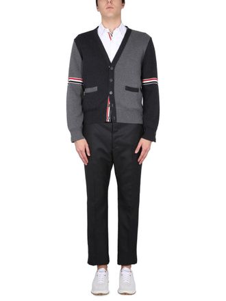 Thom Browne V-Neck Cotton Cardigan - Gray