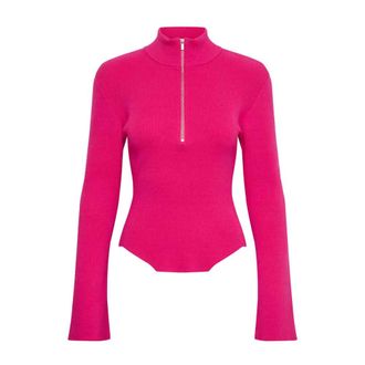 Gestuz Rosa Zipper Pullover Sweater - - Knitwear - Damen - Rosa - L