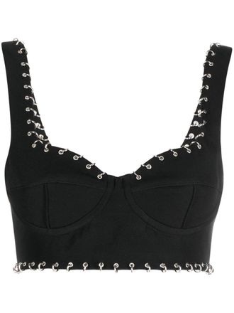 Patrizia Pepe haut crop &agrave; d&eacute;tails de piercings - Noir