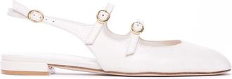 Stuart Weitzman Femme, Chaussures, Blanc, Taille: 41 EU Ballerines Benni &agrave; Boucles