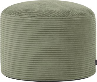 Icon Brand Milano Hocker, Salbeigr&uuml;n, Flauschiger Cord Stoff, Sitzsack Cord, Sitzpuff Hocker mit F&uuml;llung, Fu&szlig;hocker f&uuml;r das Wohnzimmer, Deko Wohnzimmer