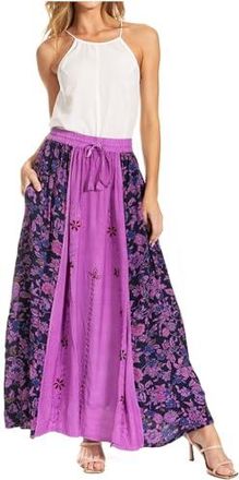 Sakkas 1827 - Jupe Boho Embroidery pour Femmes avec Dentelle &agrave; la Taille et avec des Poches en Dentelle - Pourpre - OSP