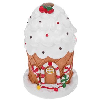 BESPORTBLE Lebkuchenhaus Weihnachtsdorf aus Robustem Kunstharz Kleiner Schneedorffigur Kompakt f&uuml;r Tisch und Wohnraumdekoration Detailreiche Mikrolandschaft Weih