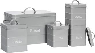 Harbour Housewares Vintage Metall-K&uuml;chenkanister-Set - Grau - 5-Teilig