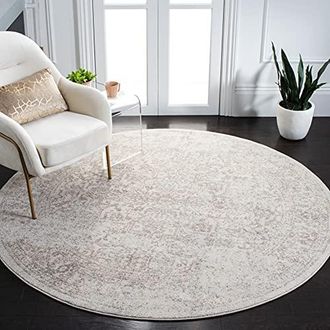 Safavieh Traditionell Teppich für Wohnzimmer, Esszimmer, Schlafzimmer, Evoke Collection, Kurzer Flor, Elfenbein und Taupe, 244 x 244 cm