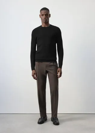 Mango Pull en m&eacute;lange de coton maille fine noir - Homme - XXL - MANGO MAN