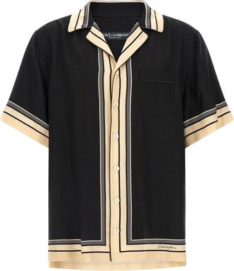 Dolce & Gabbana Homme, Chemises, Noir, Taille: XL Chemise hawa&iuml;enne &agrave; logo et rayures