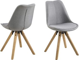 AC Design Furniture Nadia Esszimmerstühle 2er Set, Graue Küchenstühle, Polstersitz in Flachgewebe und Holzbeine, Hellgrau/Natur, Esszimmermöbel im skandinavischen Stil, B