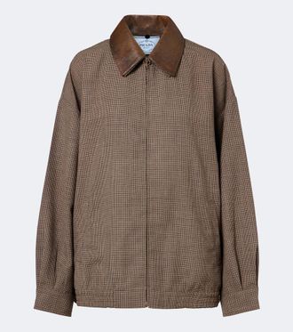 Prada Veste blouson en laine &agrave; motif pied-de-poule