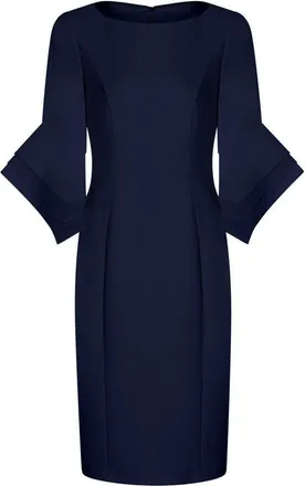 Adrianna Papell Abendkleid Petite Knit Crepe Tiered Sleeve Dress Ein zeitloses Etuikleid mit 3/4-&Auml;rmeln