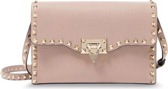 Valentino Garavani Femme, Sacs, Rose, Taille: ONE Size Small Rockstud Grainy Calfskin Crossbody Bag