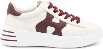 Hogan Low-Top Sneaker - White And Burgundy Leather Sneakers - Gr. 40 (EU) - in Wei&szlig; - f&uuml;r Damen