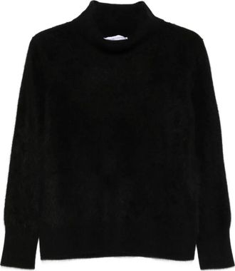 Tabaroni Cashmere Mohairpullover mit Stehkragen - Schwarz