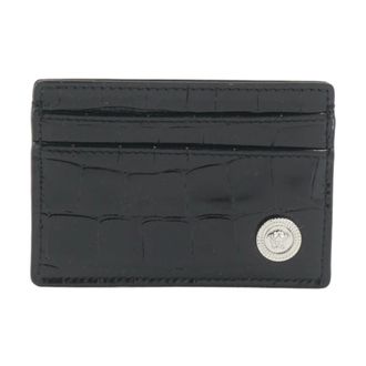 Versace Homme, Accessoires, Noir, Taille: ONE Size Porte-cartes en cuir imprim&eacute; croco