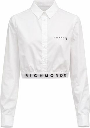 John Richmond Femme, Blouses et Chemises, Blanc, Taille: 38 FR Chemise Courte avec Logo