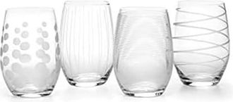 Mikasa Lot de 4 verres &agrave; vin sans pied en acier inoxydable 18/8 - Argent&eacute;