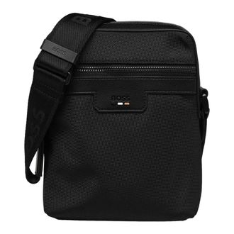 HUGO BOSS Homme, Sacs, Noir, Taille: ONE Size Sac Compact Noir en Matière Synthétique avec Fermeture Éclair Logo Avant