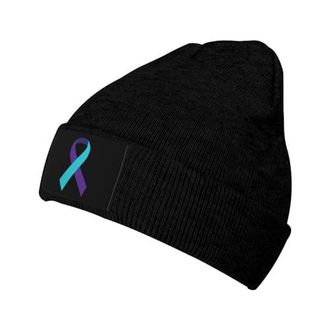 Generic Unisexe Bonnet dhiver Tricot&eacute;, Sensibilisation au Suicide en Violet, &Eacute;pais Beanie Hiver, Tricoter Chapeau pour Femme, Ski, Cyclisme