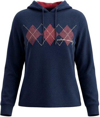 Ulla Popken Hoodie Hoodie Rauten Stickerei Kapuze Langarm
