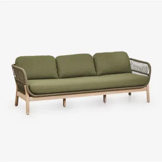Sklum 3-Sitzer Garten-Sofa aus Akazienholz und geflochtenem Seil Karvia Akazie Braun